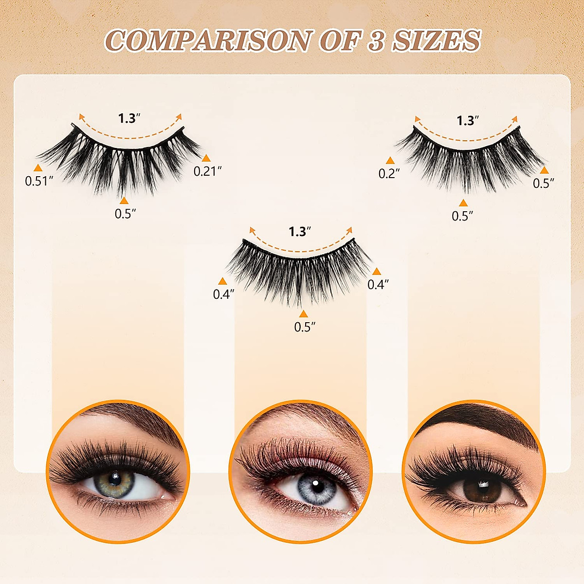 ONAFI False Eyelashes Mink Lashes Fake Natural Look Eyelashes Fluffy Long Wispy Eyelash [12 Pairs Pack-3 Styles]