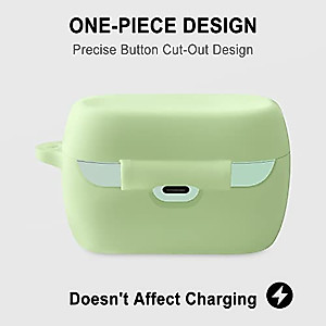 Geiomoo Silicone Case Compatible with Jabra Elite 4 Active, Protective Cover with Carabiner (Luminous Green)