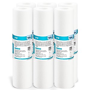 Membrane Solutions 5 Micron 10" x 2.5" Sediment Water Filter Replacement Cartridge for Any Water Filter 10 x 2.5 inch Whole House RO System, Compatible with GE FXUSC, Aqua-Pure AP110, WHKF-GD05-6 Pack