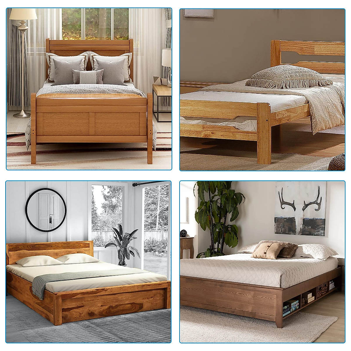 Biaungdo 2 Sets Bed Frame Bed Post Double Hook Slot Bracket, Metal 4.2" x 3.4" x 0.08" Heavy Duty Bed Rail Hooks Plates Bed Accessories for Wooden Bed Frame with Screws (Black)