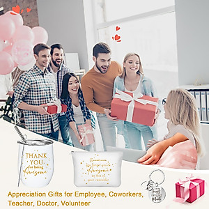 Sieral Thank You Gifts for Women Employee Appreciation Gifts Thank You for Being Awesome 12oz Stainless Steel Tumbler Keychain Makeup Bag for Team staff Coworker Teacher Nurse Gifts(Star)