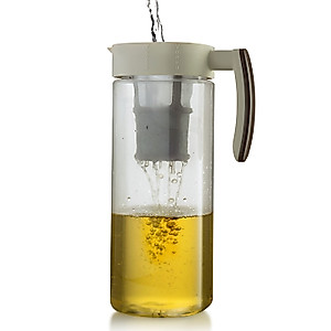 Komax Large Ice Tea Maker Pitcher – Tritan Iced Tea Pitcher w/Airtight Lid – Temperature Resistant Herbal Infuser Hot Tea Maker – BPA Free, Dishwasher & Microwave Safe Pitcher with Spout (2.1 Quart)