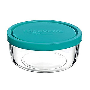 Bormioli Rocco Frigoverre Classic Glass 10.25 Ounce Round Container with Teal Lid