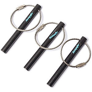bayite Survival Drilled Ferrocerium Ferro Rod Flint Fire Starter Rods with Keychain Ring 3.14 Inch Pack of 3