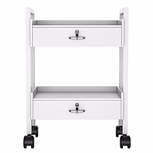 Salon Beauty Cabinet Cart Trolley 2-Layer Rolling Storage Drawer Organizer Wheels Lockable Tool Salon Station Barber Stylist Equipment Makeup Spa Cart (White-2 Layer)