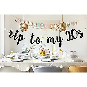 Rip to My 20s Banner Black Glitter,Funeral for My Youth, RIP Twenties Birthday Banner, Death to 20s Birthday Party, 30th Birthday Party Decor