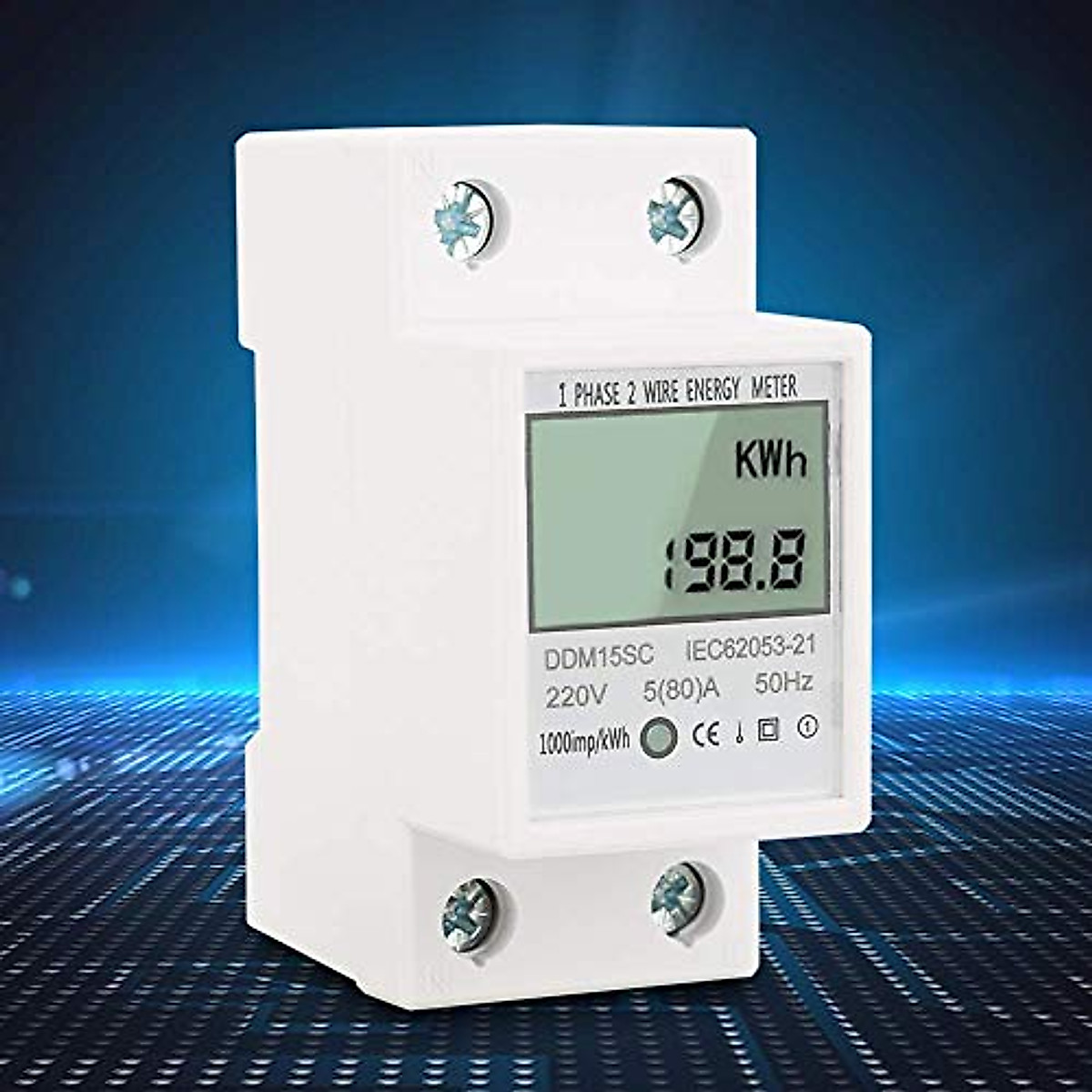 Single Phase Energy Meter 5-80A DDM15SC LCD Digital Display Din Rail Electronic Energy KWh Meter Embedded End Cover