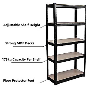 5-Tier Storage Shelves Unit 150x70x30cm Saving Space Heavy Duty Steel Multi Purpose 5 Level Adjustable Metal Garage Shelfing