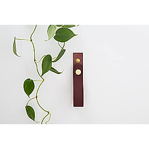 KEYAIIRA - Leather Wall Strap that Opens & Closes - entryway hook for handbags, shopping totes, keys, towels minimalist functional interior design snap jewelry hook