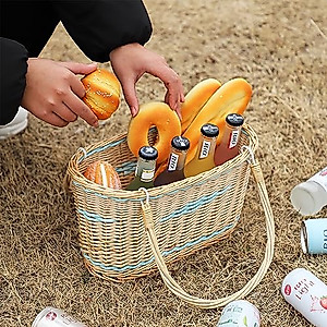 Wicker Woven Basket,Storage Basket with Handle,Large Storage Baskets for Fall Decor, Easter, Picnics, Gifts, Home Decor (Willow)