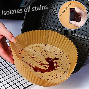 Air Fryer Disposable Paper Liner Air Fryer Parchment Paper Non-stick Parchment Paper for Frying, Baking, Cooking, Roasting and Microwave - Unbleached, Oil-proof(50PCS/6.3'')