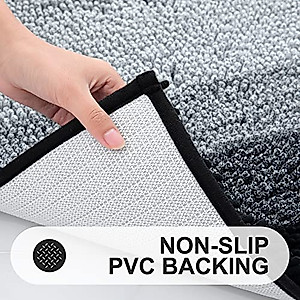 OLANLY Bathroom Rug, Extra Soft Chenille Thick Absorbent Shaggy Mat, Non-Slip Machine Wash Dry Plush Bath Mats for Bathroom, Tub and Shower (24 x 16 Inch, Black)