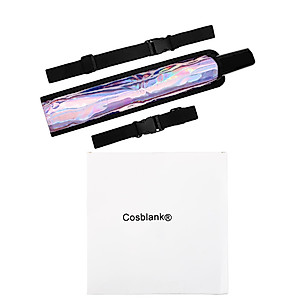 Cosblank Summer Rave Fan Holster Rave Fan Holder Folding Hand Fan Pouch Foldable Fan Sleeves with Waist Belt for Thigh Party (Holographic Silver,Classic Style)