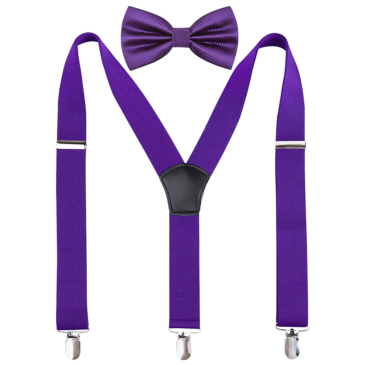 Alizeal Men's Y-Back Adjustable Suspender and Bowtie Set (Dark Purple)