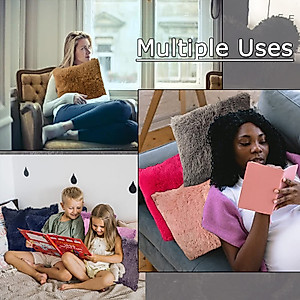 MorroMorn Shaggy Throw Pillow Covers, Luxury Long Faux Fur Decorative Pillows Shams, Square Pillow Cases Set, Pack of 2 Cushion Cover for Bed Couch Soft Fluffy Shaggy Room Decor (Mustard Yellow)