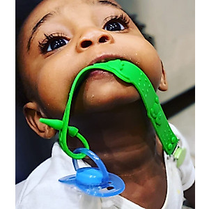Baby Bottle Brush Bib 2PK Pacifier Teether Clip/Grows with Baby/Doubles As A Teether/Changeable Suspender Clips/No Cloth/100% Silicone/Available in Bright Vibrant Colors (Green/Yellow)