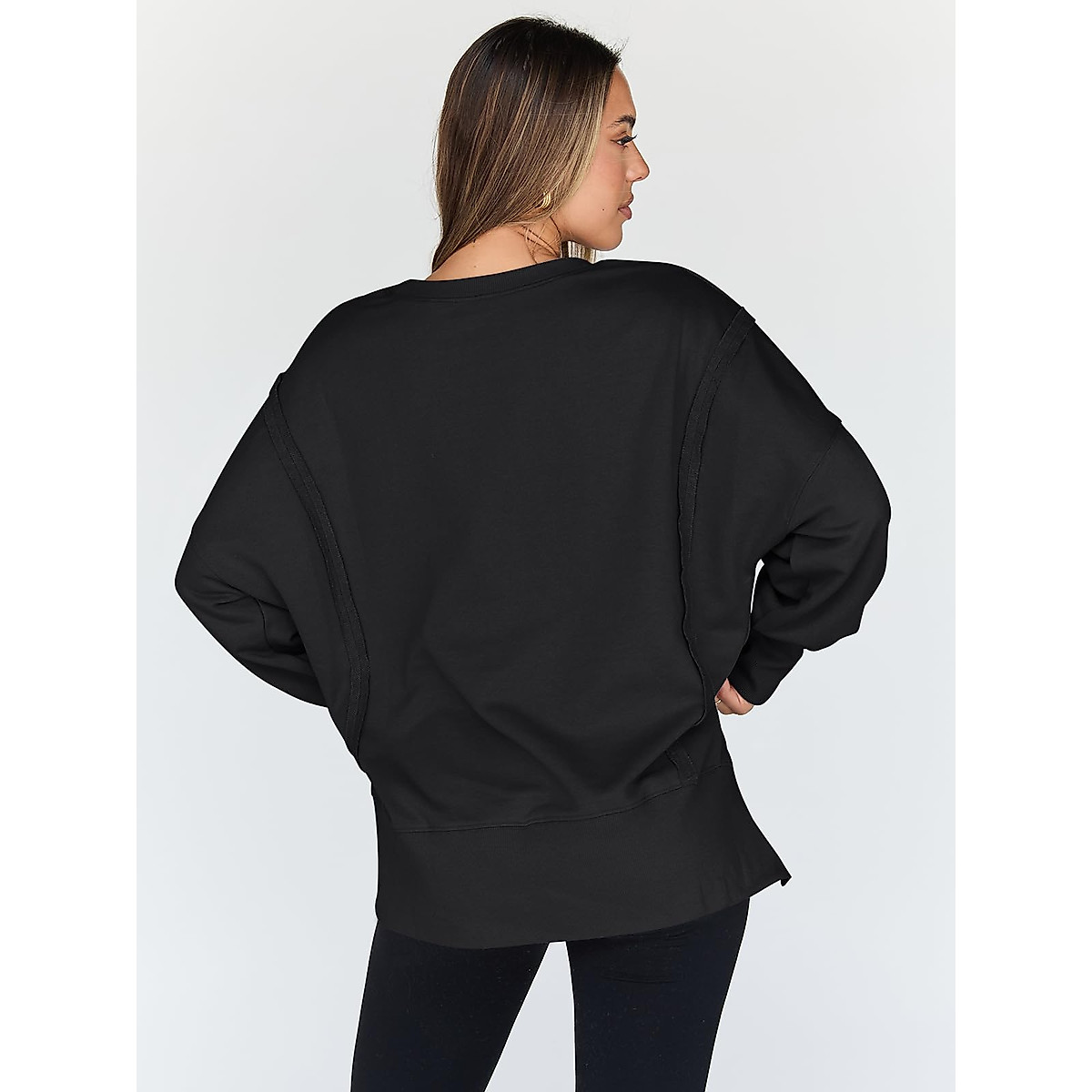 Trendy Queen Womens Oversized Sweatshirts Hoodies Crewneck Shirts Fall Outfits Teen Girls Y2k Winter Clothes Black XL