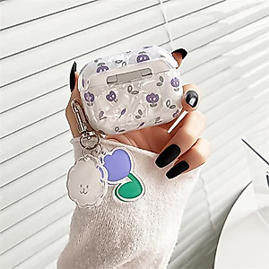 MOLOSLEEVE Airpods Pro Case Cover, Purple Tulip Flower Anti-Slip Scratch Resistant Drop Proof Full Cover Clear Case with Cute Keychain Girls Kids Women Teens for Airpods Pro Charging Case