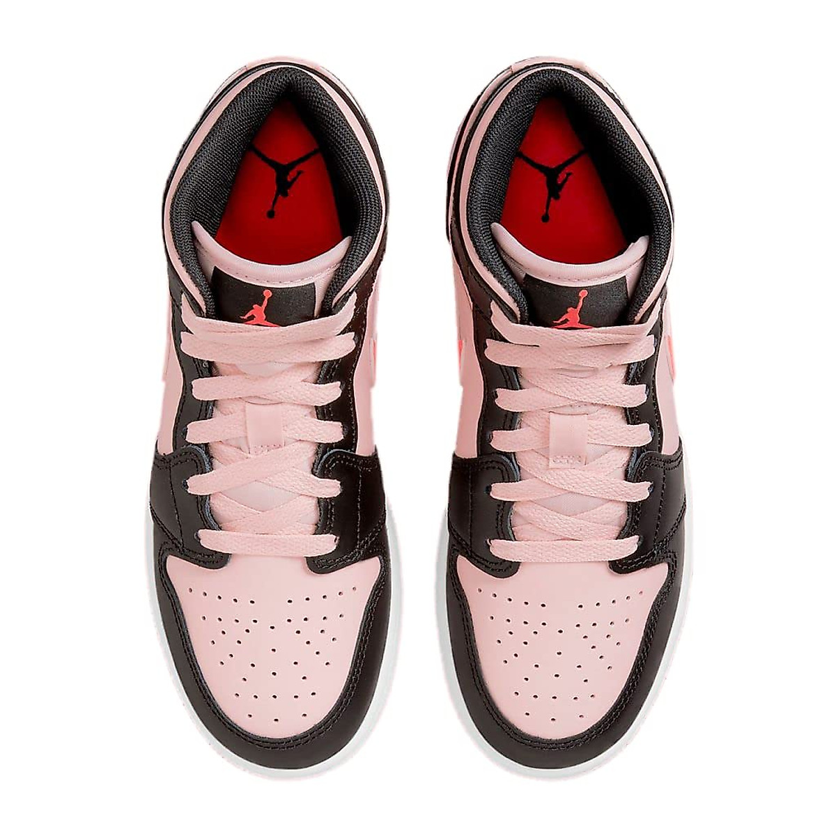 Nike boys Air Jordan 1 Mid Grade School, Atmosphere/Infrared 23 Black, 7 Big Kid