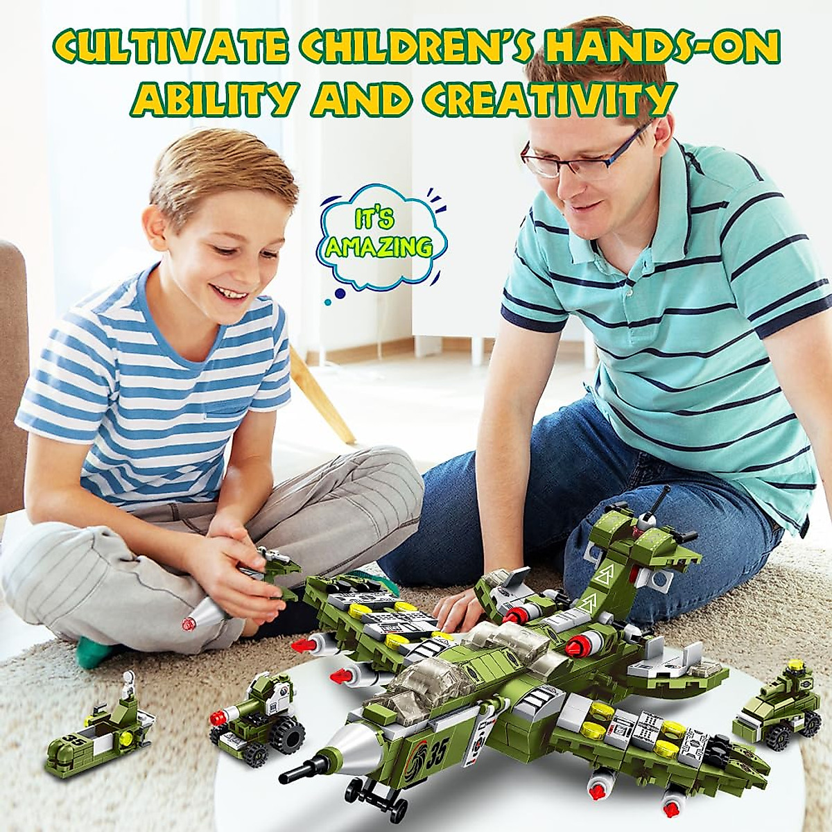 VATOS STEM Building Toys, 576 PCS Warcraft STEM Toys for 6 Year Old Boys 25-in-1 Engineering Building Bricks Destroyer Fighter Vehicles Blocks Kits Best Gifts for Kids Aged 6 7 8 9 10 11 12 Yr Old