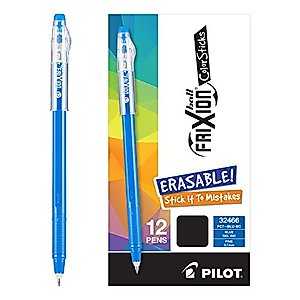 PILOT FriXion ColorSticks Erasable Gel Ink Stick Pens, Fine Point, Blue Ink, 12-Pack (32466)