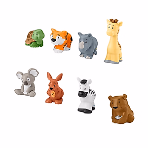 Fisher-Price Little People Safari Animal Friends, set of 8 animal figures for toddler and preschool pretend play ages 1-5 years