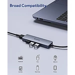 USB Hub for Laptop HOYOKI USB 3.0 Hub,Portable Aluminum Data USB Splitter with SuperSpeed 5Gbps Ultra-Slim USB Port Expander for MacBook Pro/Air, Dell, Chromebook 4