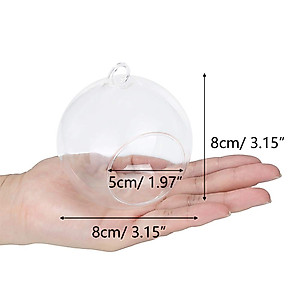 12 Pcs 3.15"/ 8cm Hanging Glass Tealight Holder Globe with LED Tealight, Plant Terrariums Glass Orbs Air Plants Tea Light Candle Holders Home Decor Indoor Outdoor Garden DIY Gifts (12 Pcs)