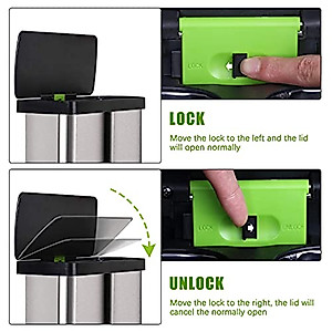 Kitchen Trash Can 16 Gallon/ 60L, 13Gallon/50L, 10Gallon/40L Stainless Steel Trash Can with Lid & Removeable Barrel, High-Capacity Step Garbage Can Classified Recycle Rubbish Bin for Bathroom Bedroom Home Office