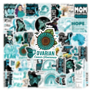 61 Pcs Ovarian Cancer Awareness Ribbons Vinyl Decals Waterproof Stickers for Helmet Laptop Phone Water Bottles for Aldults for Birthday Halloween Party Supplies Decoration Favors