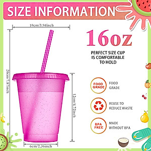 Cups with Straws and Lids Kids Tumbler with Straw Reusable Water Bottle Iced Coffee Travel Mug Cup Adults Plastic Cups for Parties Birthdays 16 oz (Bright Colors, 15 Pack)