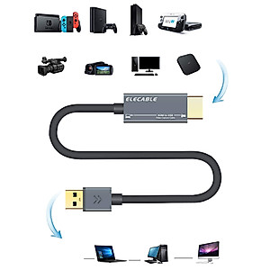 ELECABLE HDMI to USB Video Capture Adapter Cable, 1080P HD Record Gaming,Streaming,Teaching,Video Conference for Computer,TV,PS4/PS5,Switch,Xbox and More(6FT)