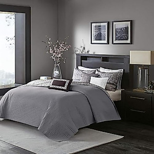 Madison Park Quilted Cal King Coverlet Set in Grey/Taupe Finish MP13-3400