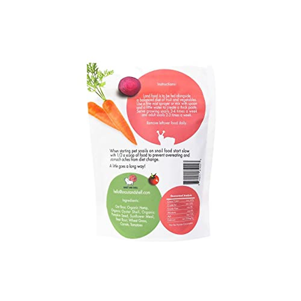 Snout & Shell Vegetable Flavored Pet Land Snail Food - Tasty High-Protein, Calcium Blend for Snails, Easy Addition to Your Garden Snails Terrarium or Snail Habitat