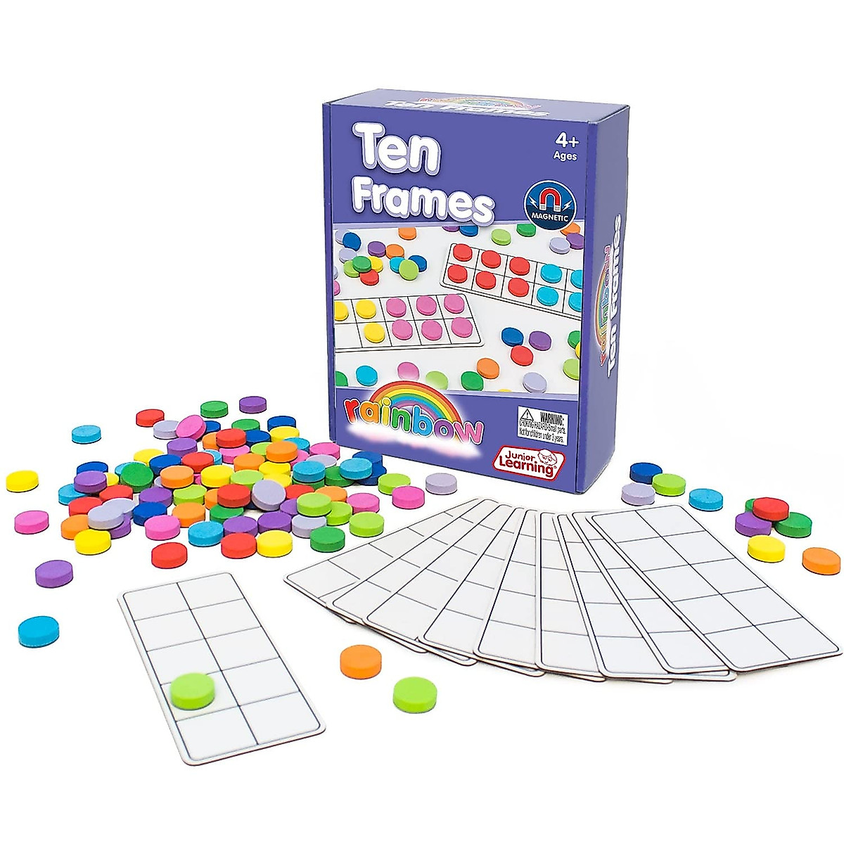 Junior Learning Ten Frames Rainbow Set,Multi,1.96 H x 5.91 L x 7.8 W,JL614