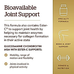 Solgar Extra Strength Glucosamine Chondroitin MSM w/ Ester-C, - Promotes Healthy Joints, Supports Comfortable Movement & Collagen Formation - 180 Count (Pack of 1)