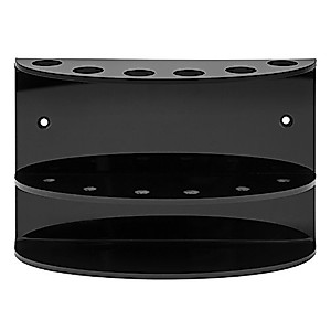 MyGift Whiteboard Supply Storage, 6-Slot Black Acrylic Dry Erase Marker and Eraser Holder, 2-Tier Wall Mounted Office Accessories Organizer Storage Rack