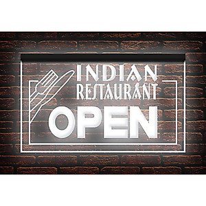 110044 Indian Restaurant Open Curry Food Cafe Decor Display LED Light Neon Sign (12" X 8", White)