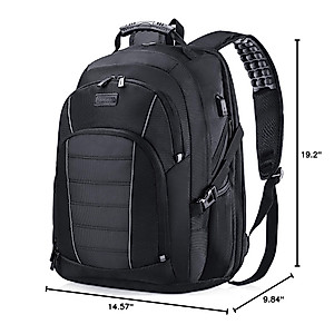 Laptop Backpack, Extra Large 17 Inch Business Travel Backpack with USB Charging Port Earphone Hole, Durable Water Resistant Work Computer Backpack College/High School Bags for Men/Women/Boys