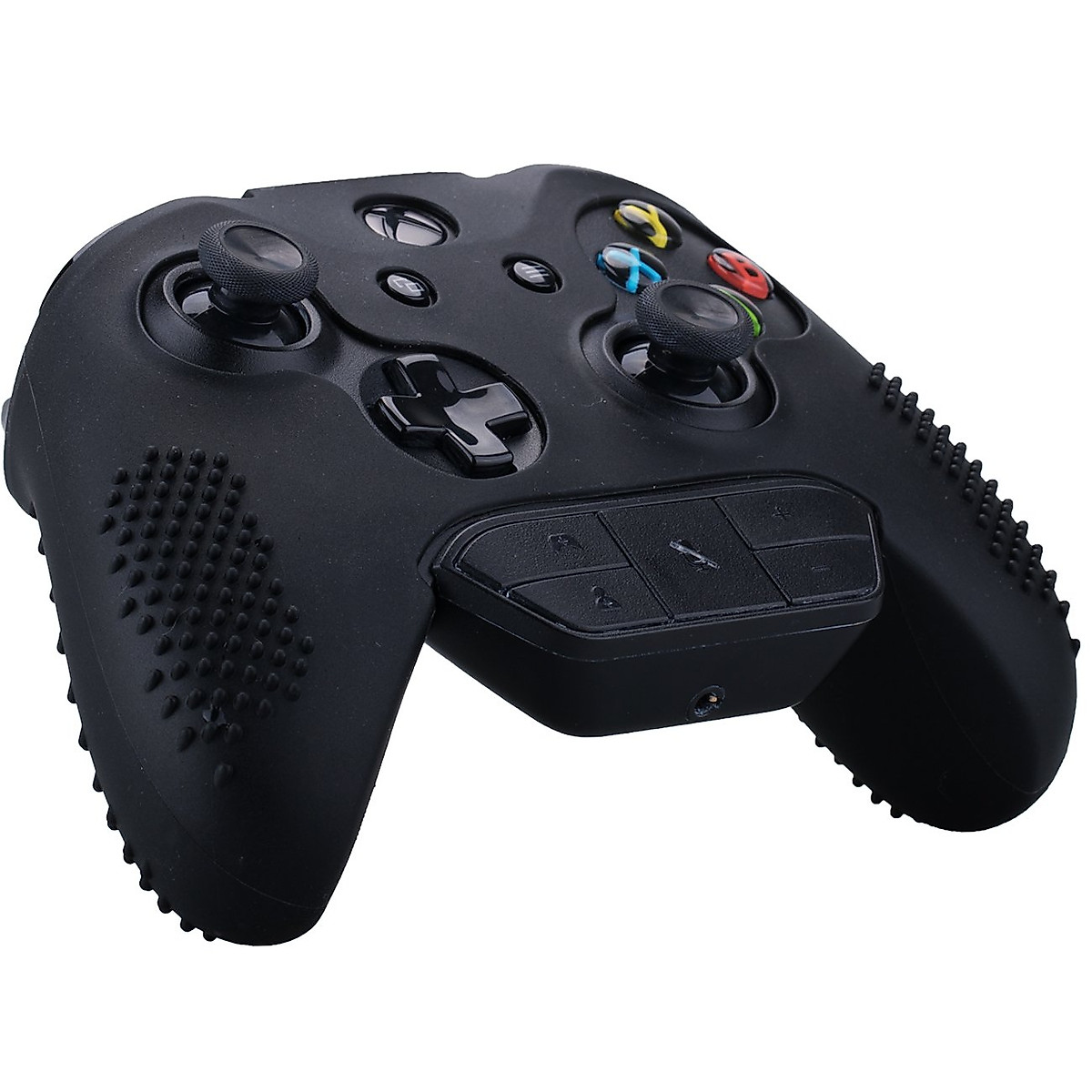 9CDeer 1 Piece of Studded Protective Silicone Cover Skin Sleeve Case + 8 Thumb Grips Analog Caps for Xbox One/S/X Controller Black Compatible with Official Stereo Headset Adapter