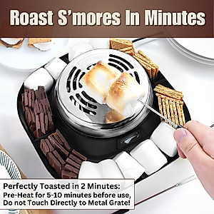 S'MORES GALORE™ Electric Smores Maker Tabletop Indoor - Perfect Family Smore Maker All Year Long - Indoor Marshmallow Roaster Smores Kit & Serving Tray - Electric S'mores Maker w/4 Skewers