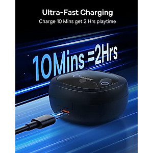 Baseus Wireless Earbuds, 50 Hrs Playback Bluetooth 5.3 Anti-Loss Bluetooth Headphones LED Power Display 60ms Low-Latency Fast-Charging in-Ear Earphone for iPhone and Android (Bowie WM02+)