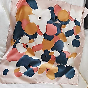 FONYVE Silk Feeling Scarf Medium Square Satin Head Scarf for Women 27.5 × 27.5 inches