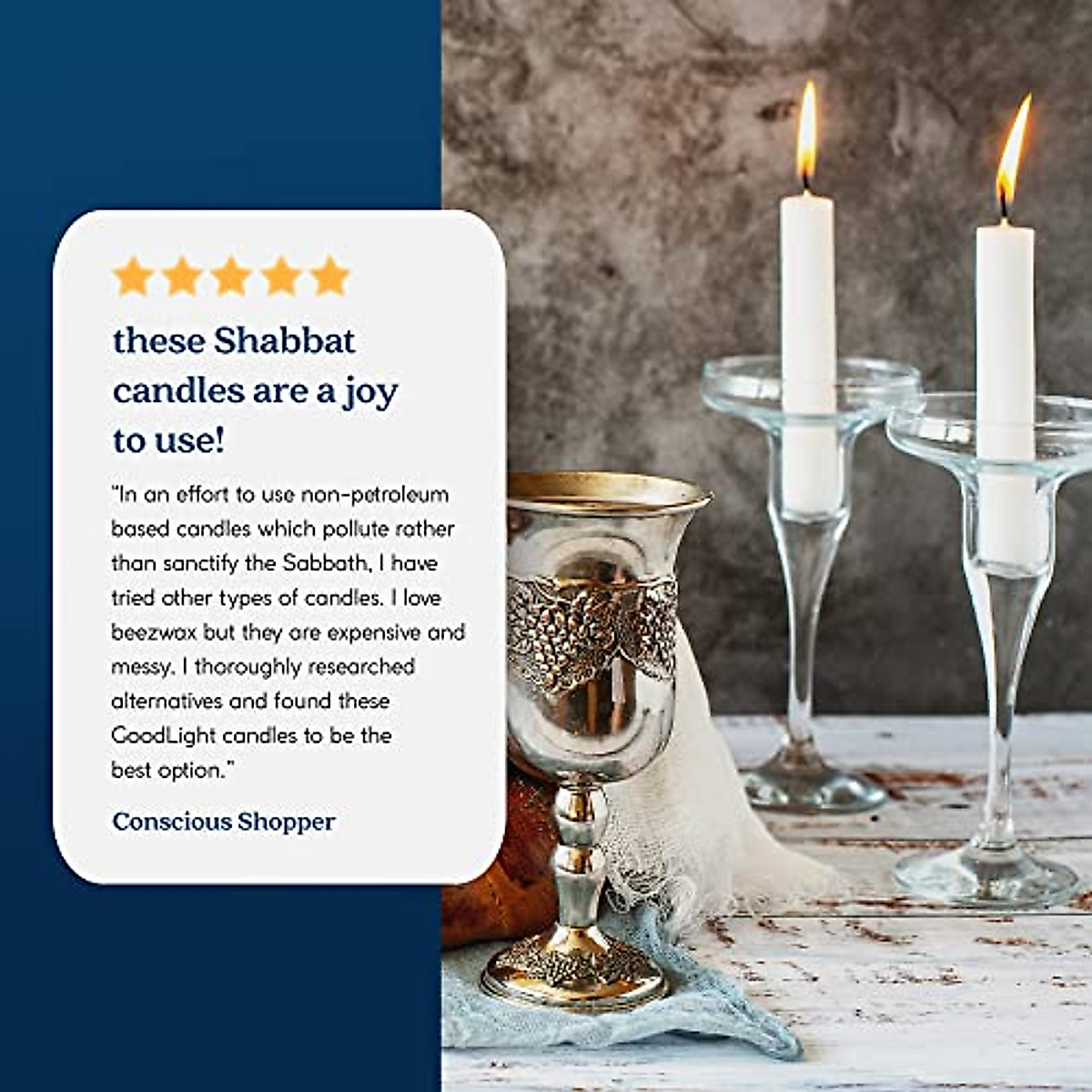 Paraffin-Free Shabbat and Sabbath Ceremony Candles, Made from Vegan Palm Wax, Jewish Shabbat Candles, 3-Hour Burn Time (12 Unscented Shabbos Candles, White)