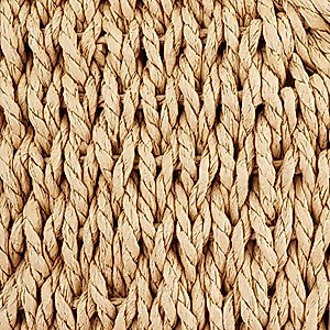 EROUGE Natural Chic Straw Bag Hand Woven Round Handle Handbags Retro Summer Beach Bag Beach Bag (Coyote brown)…