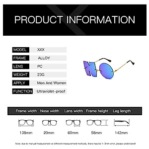 ENTHYI Letter NO Party Rimless Irregular Design Sunglasses For Men/Women UV400 Streetwear Eyewears (black)