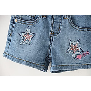 Happy Cherry Baby Girls' Mid Waist Denim Hot Pants Zipper Button Light Girls Denim Shorts Size 4T Blue