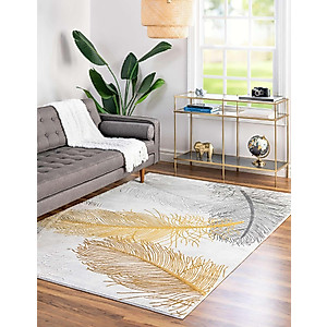 Unique Loom Finsbury Collection Area Rug - Camilla (7' 1" x 10' Rectangle, Yellow Gray/ Ivory)