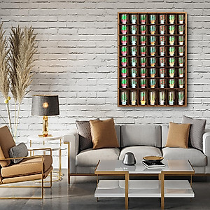 Barydat Shot Glass Display Case Wood Shot Glass Holder 56 Compartments Shot Glass Shelf Wall-Mounted Rustic Glass Bar Cabinet(Brown, 2 Pcs)