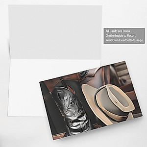 Cowboy Black Hat Western Boots Holiday Greeting Card, Encouragement Card For Loved Ones Or Loved Ones, Blank Inside Includes Envelope Gray